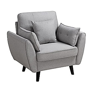 JAMFLY Small Sofa Couch for Living Room, Upholstered Modern Sofa Chair with Pillow, Comfortable Small Sofa for Bedroom, Office