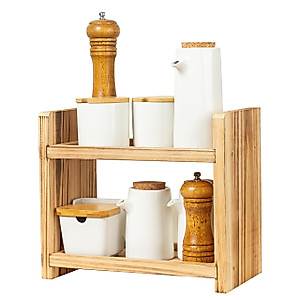 Cloud Fragrant 2-Tier Wood Spice Rack, a countertop organizer for kitchen and bathroom storage, display of cosmetics