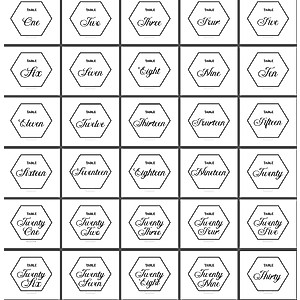 Wedding Table Numbers with Elegant Hexagon Design and Dark Silver Lettering, Table Numbers, Table Numbers For Wedding Reception, Acrylic Table Numbers, Hexagon Table Numbers, 1-30