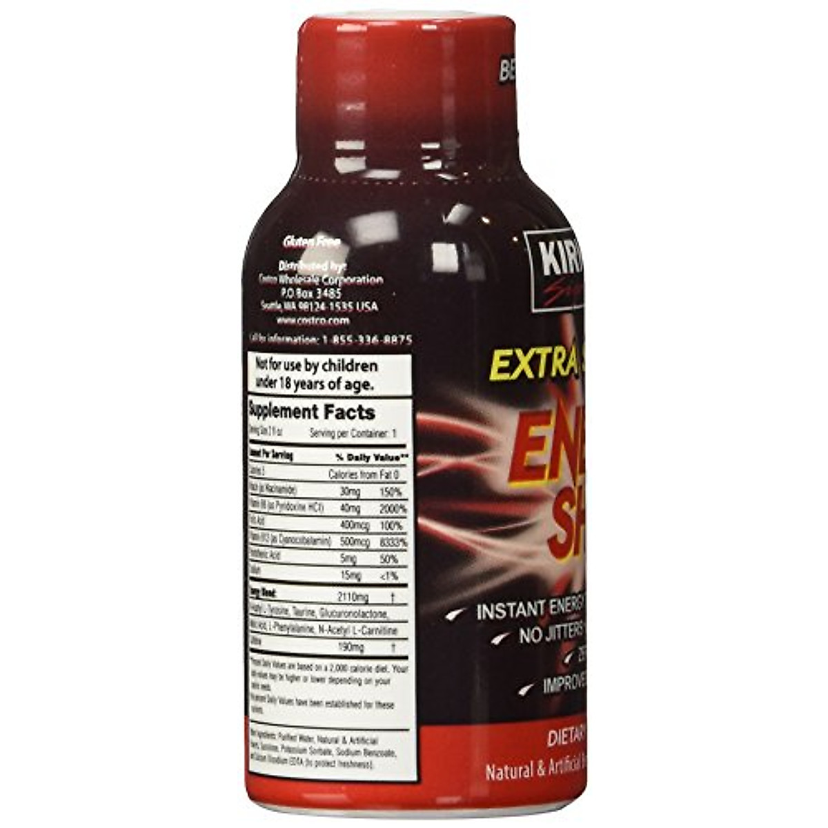 Kirkland Signature Extra Strength Energy Shot Berry, Pomeganate and Grape, 2 oz, 48 Count