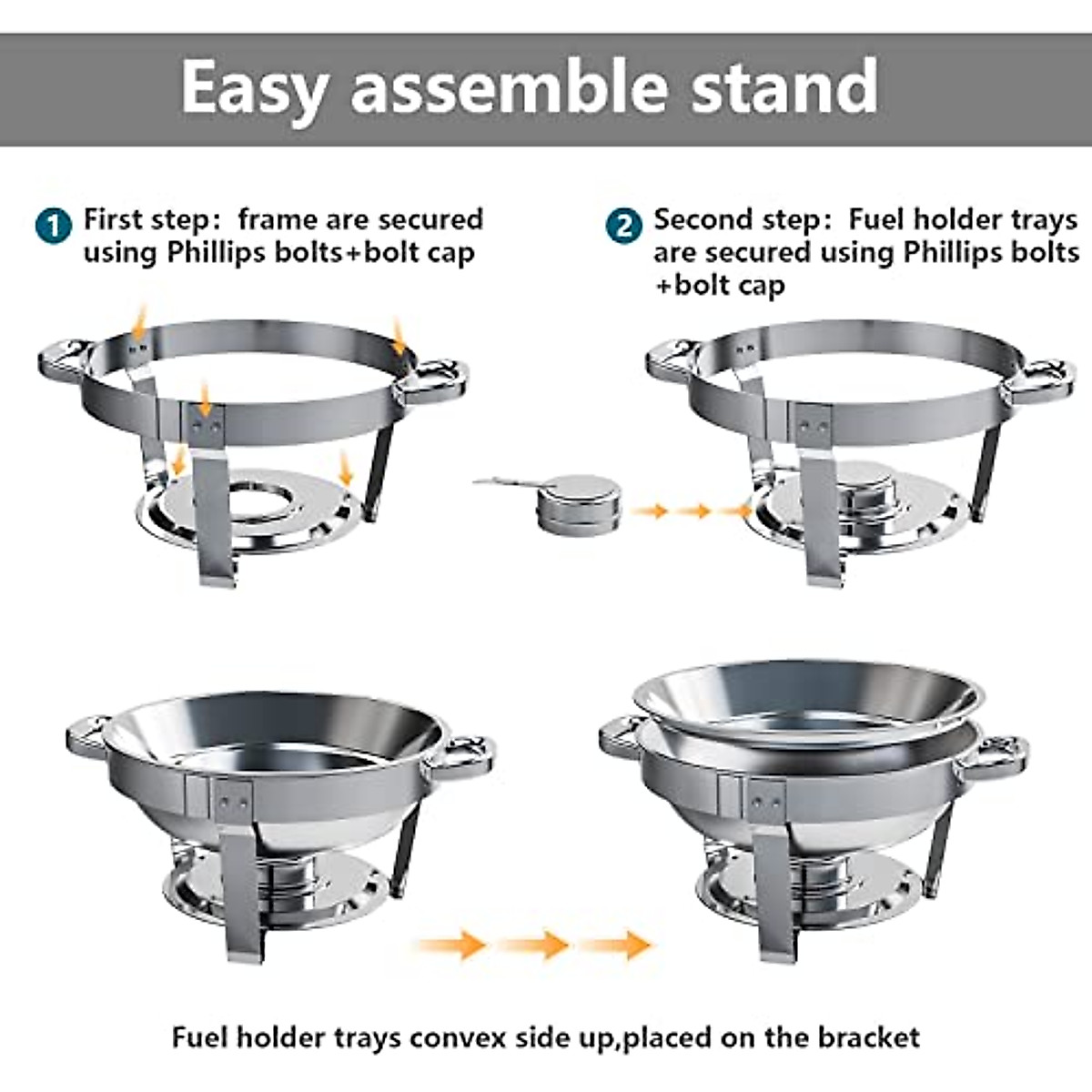 NPOUE Chafing Dish Buffet Set 5 QT Stainless Steel Buffet Servers And Warmers, Chaffing Servers With Covers, Catering, Chafer,Food Warmer For Parties…
