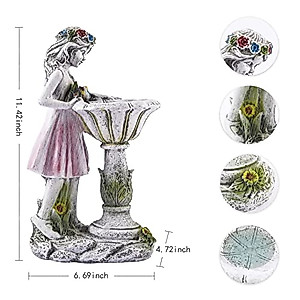 tefrey Fairy Garden Statue, Solar Garden Angel Figurine Outdoor Decorations Fairy Girl Resin Sculptures for Patio Yard Porch Lawn Ornament Housewarming