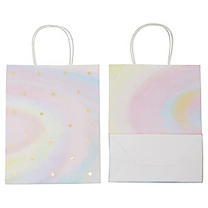 BLUE PANDA 24 Pack Pastel Tie Dye Paper Gift Bags with Handles for Boutique and Small Business Supplies (10 x 8 x 4 In)