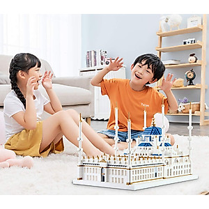 KLMEi Micro Building Blocks Set 6850 Pcs Blue Mosque Miniature World Landmark Architectural Construction Model for Adult and Children Age of 14+