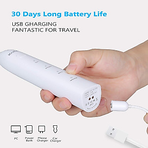 Kratax Sonic Electric Toothbrush for Adults, USB Rechargeable Toothbrush with 2 Replacement Heads, 4 Modes with 2 Minutes Smart Timer, IPX7 Waterproof -Modern Electric Toothbrush (White)