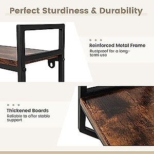 LOKO 2-Tier Bathroom Towel Rack with Shelf, Industrial Over The Toilet Shelf w/Towel Bar, Wall Mounted Hanging Shelf w/Towel Holder, Rustic Storage Organizer Shelves for Living Room, Kitchen