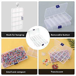 Thinp 2 Pack 15 Grids Bead Organizers and Storage Bead Containers Bead Organizer Box Plastic Jewelry Organizer Box Clear Organizer Box with Removable Dividers for Beads Earring Crafts