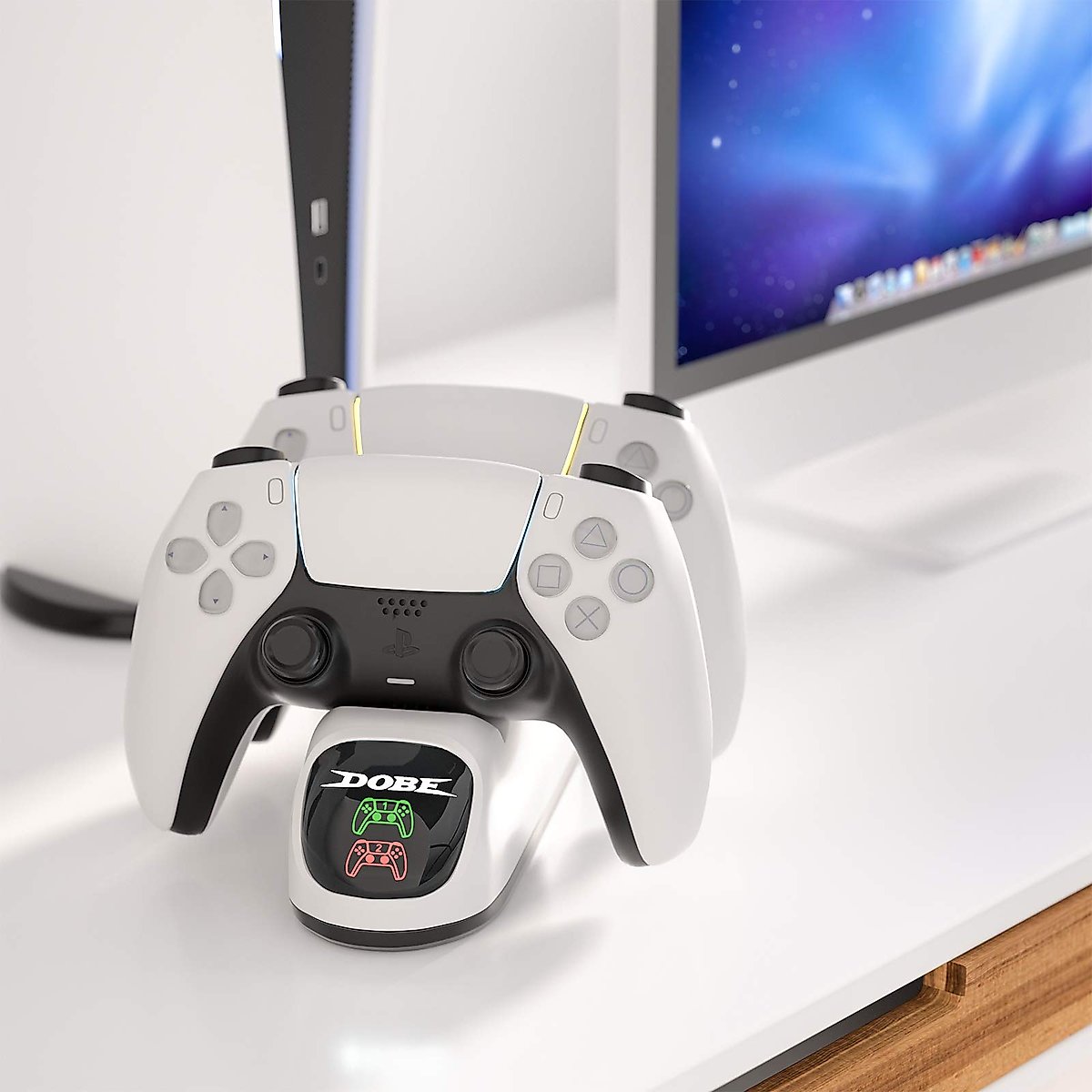ECHZOVE PS5 Controller Charging Station, PS5 Controller Charger with Power Adapter, Playstation 5 Charger Station with LED Indicator