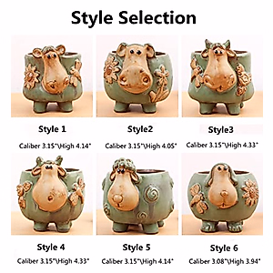 Small Succulent Pots,Succulent Garden Planters,Handicraft Creative Flower Decoration Ornaments,Cute Donkey Ceramic Flower Succulent Pot with Drainage,Suitable for Flower Shops,Home Life,Cafes