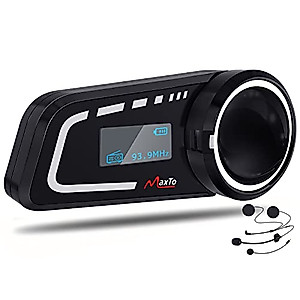 MAXTO Motorcycle Bluetooth Headset M2C 1000M 6 Riders Group Helmet Communication System with LCD Screen Universal Motorbike Intercom Waterproof Casco de Motor Intercomunicador FM/GPS/Siri(1 Pack)