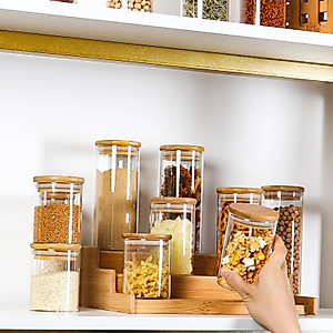 STARSIDE 8 oz Glass Jars with Bamboo Lids,Set of 15 Empty Spice Jars with Labels,Glass Seasoning Organizer,Spice Containers,Airtight Food Storage Container,Borosilicate Glass Canisters Sets