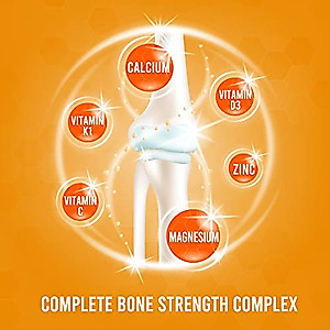 Bone Supplement with 1000 mg Calcium, Magnesium, Boron, Zinc, Vitamin D3 and K - Dietary Supplements for Bone Strength with Calcium Citrate and MCHA - Non-GMO, Gluten and Soy Free - 120 Capsules