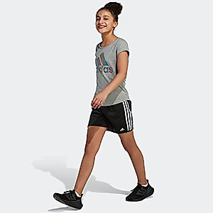 adidas Girls' Big 5" Mesh Athletic Gym Basketball Shorts, Black Adi, Large