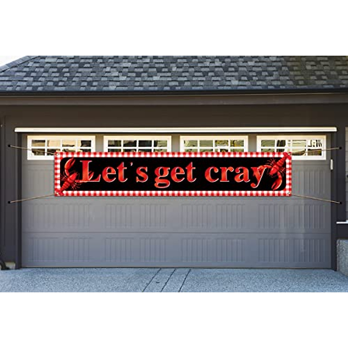 Let's Get Cray Fence Banner Crawfish Boil Themed Birthday Party Lobster Photo Booth Backdrop Yard Outdoor Decoration