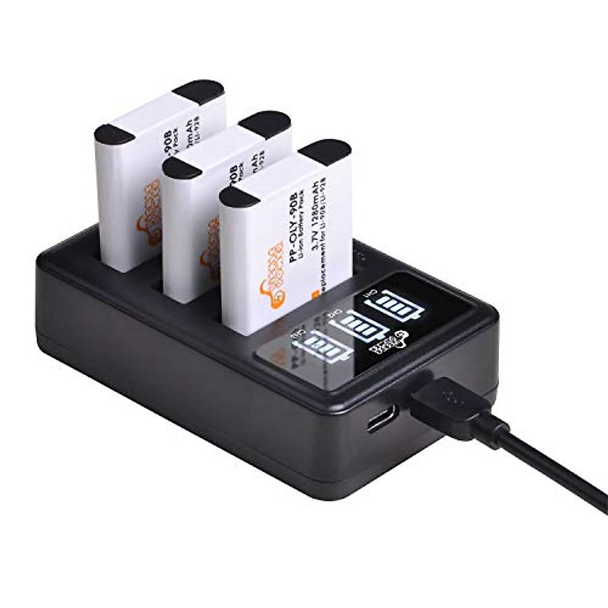 Pickle Power Li-90B LI-92B Battery (3 Pack) and Charger Kit Replacement for Olympus Tough TG-6, TG-5, TG-Tracker, SH-1, SH-2, SP-100 IHS, Tough TG-1 iHS, TG-2 iHS, TG-3, TG-4, SH50 iHS, SH60, XZ-2 iHS