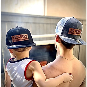 DadBod Apparel DB DadVibes Dad Hat (Charcoal/White) Snapback Baseball Cap Mens Leather Patch Happy Trucker Hats for Girl Dads