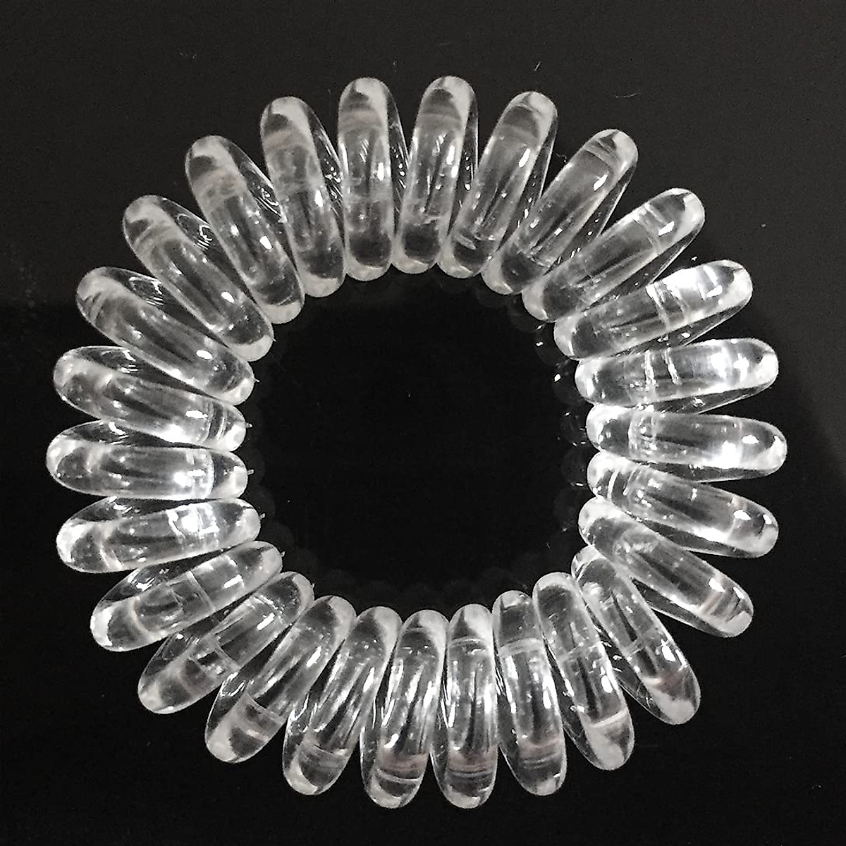 RN BEAUTY 27 Pieces Spiral Coil Hair Ties: Waterproof Elastic Traceless Ponytail Holders, Colorless 1.58inch (4cm) No Crease Hair Bands