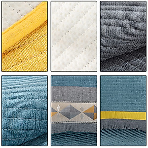 CAMAL Bay Window Seat Cushions Indoor, Non-Slip Chenille Window Seat Cushions Indoor, Rustic Farmhouse Window Sill Mat Bench Seat Cover for Sofa Bedroom Living Room - 27.55" x 82.67", Green-B