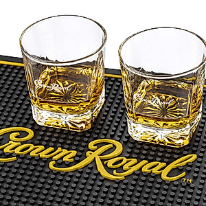 Whiskey Glasses Set of 2 Crown Royal Whiskey Glass and Stone Set 2 Scotch Glasses and 4 Unique Chilling Granite Rocks | Whiskey Stone Gift Set for Men Compatible