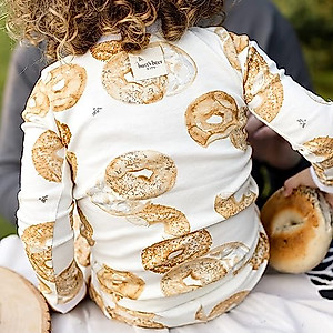 Burt's Bees Baby Baby Boys' Pajamas, Zip-Front Non-Slip Unisex Footed Sleeper PJs, Organic Cotton, New York Bagel 2pk, 18 Months