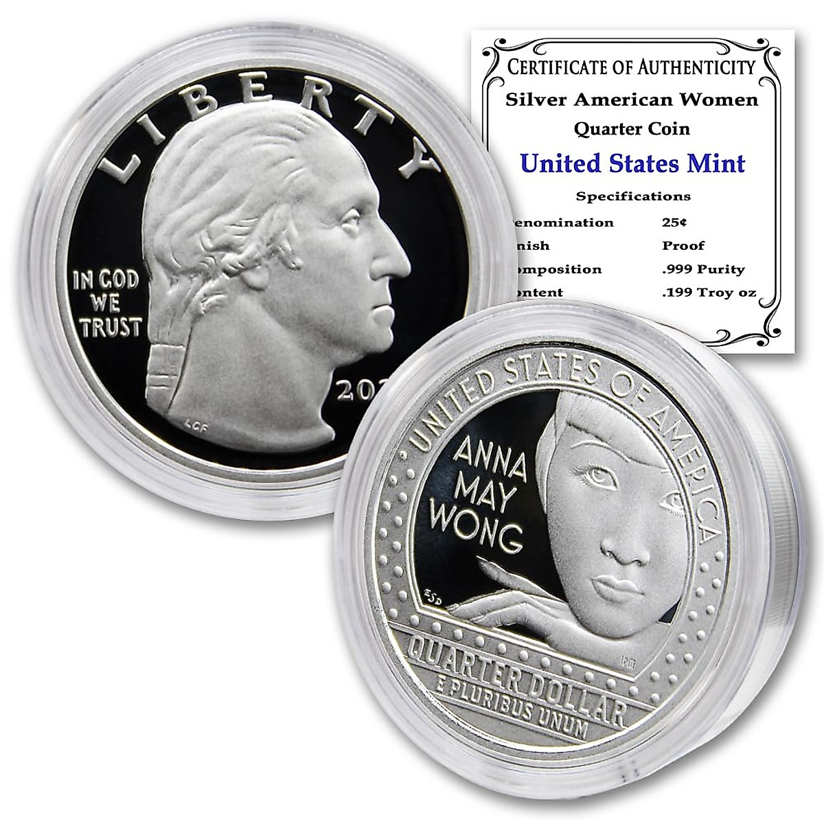2022 S Set of (5) Limited Edition American Women Silver Proof Quarter Coins (in Capsule) with Certificate of Authenticity 25¢ Seller Proof