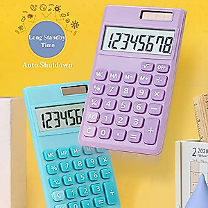 Basic Calculator, Desktop Cute Pocket Size Mini Calculators for School, Office, Home (Purple)