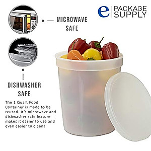 1/4 Gallon (32 oz) 1 Quart Food Storage Containers with Lids -Freezer and Microwave Safe Storage Containers, Round Plastic Containers with Lid, BPA Free, Translucent