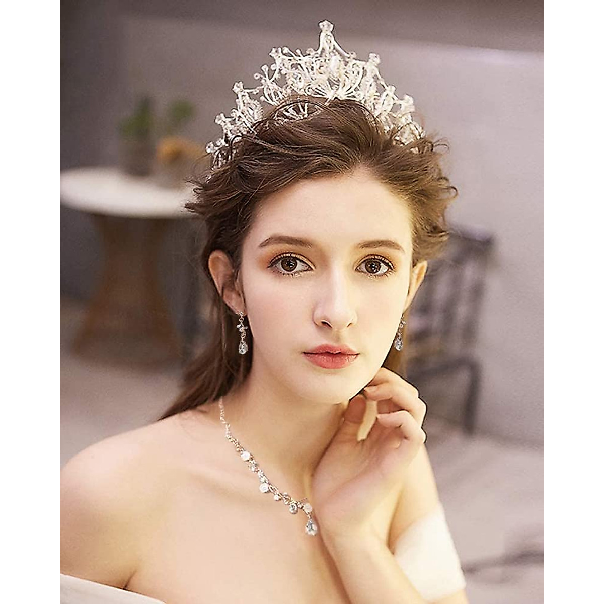 Wedding Crown for Bride Rhinestone Princess tiara for Women Prom Queen Crown Pageant-Bridal Wedding Crown