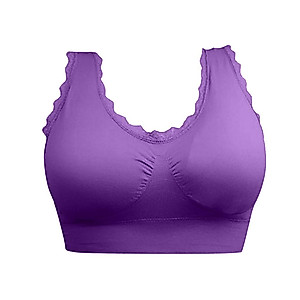 JFLYOU Women Bras,Sports Bras Padded Seamless High Impact Support for Yoga Workout Fitness(Purple,S)