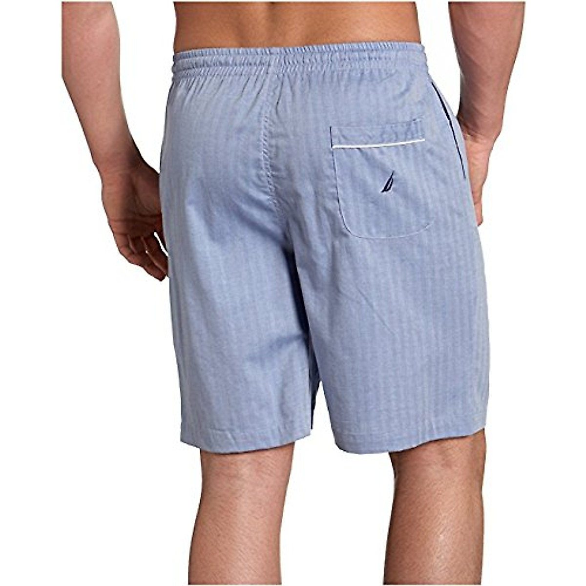 Nautica Men's Soft Woven 100% Cotton Elastic Waistband Sleep Pajama Short, Blue Bone, Medium