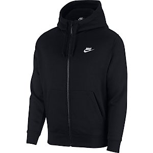 Nike Men's Sportswear Club Fleece Full Zip Hoodie, Fleece Zip-Up Hoodie Men, Black/Black/White, 2XL