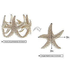 Alilang Womens Shiny Textured Starfish Stretch Bangle Cuff Statement Bracelet, Gold