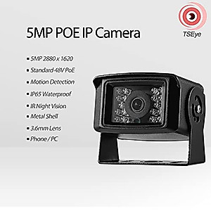 REVODATA 5MP POE IP Camera,UltraHD Mini Security Camera Outdoor, IP65 Waterproof, 10M IR Night Vision, 3.6mm Lens, Motion Detection,Smart Phone/PC App (I704-P)