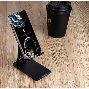 Adjustable Cell Phone Stand, Angle Height Adjustable, Foldable Desk Cell Phone Stand Holder, Phone Dock Cradle Compatible with All Mobile Phones, iPhone, Switch, iPad, Tablet (Black)