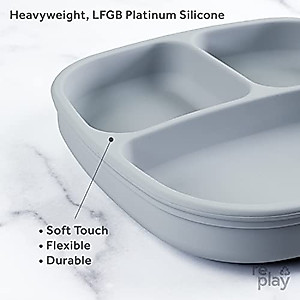Re Play Sustainables Silicone Suction Plate - Made with Medical-Grade Platinum Silicone - Without Lid - Grey