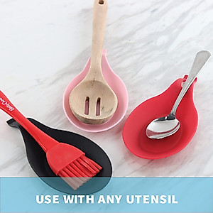 Silicone Spoon Rest for Kitchen Spoon Holder - Black