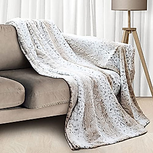 Cheer Collection Embossed Faux Fur Throw Blanket - Ultra Soft Fuzzy Blanket, 60" x 70" - Snow Leopard