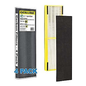 Guardian Technologies GermGuardian Air Purifier GENUINE Carbon Filter 4-Pack with Germ Guardian FLT4825 HEPA GENUINE Air Purifier Replacement Filter