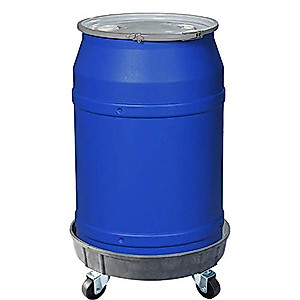 ELAFROS 30 Gallon and 55 Gallon Heavy Duty Plastic Drum Dolly – Durable Plastic Drum Cart 900 lb. Capacity- Barrel Dolly with 5 Swivel Casters Wheel,Grey