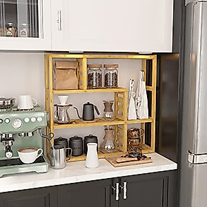 Epesoware Bathroom Bamboo Organizer 3 Tier Multifunctional Storage Rack Adjustable Wall Mounted Shelf Free Standing Plant Stands,Floating Shelves Over Toilet