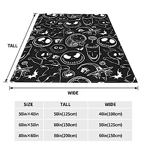 Hopynu Scary Christmas Throw Blanket Couch Bed Sofa Soft Lightweight Warm Cozy Flannel Fleece Bed Blanket Microfiber Furry Fluffy Beds Decoration, 50''x40''