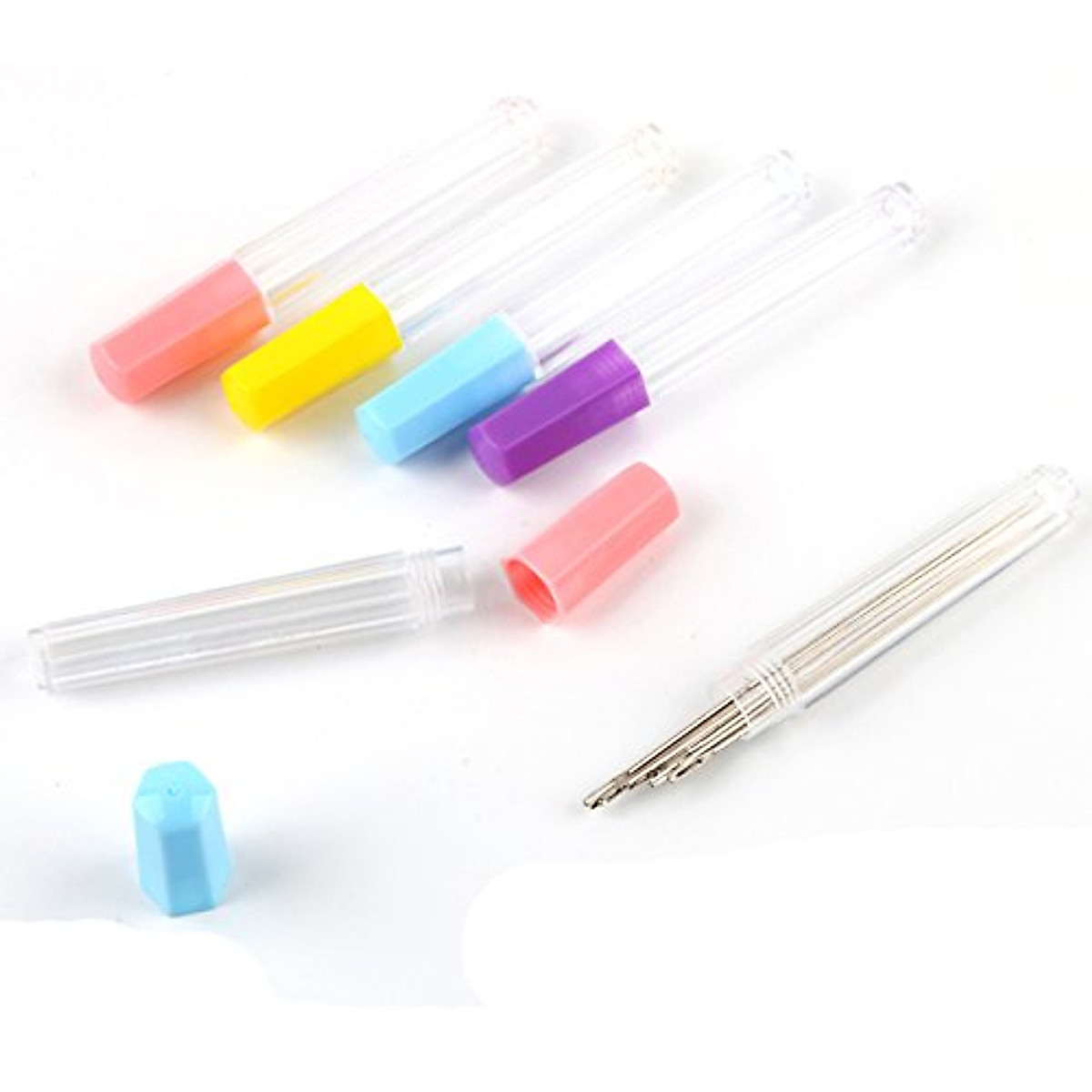 12Pcs Clear Plastic Felting Sewing Needles Container Pin Needle Storage Tubes Bottle Holder Storage Case