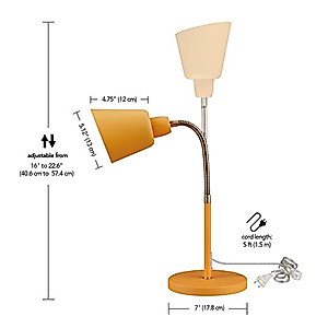 Novogratz x Globe 56083 16" Desk Lamp, Matte Orange, Adjustable Brass Gooseneck, in-Line On/Off Rocker Switch, Home Office Accessories, Desk Lamps for Home Office, Home Décor, Adjustable Lamp