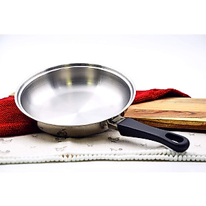 Tuxton Home Nevada 8 Inch Open Skillet; Stainless Steel, PFTE & PFOA Free, Freezer to Oven Safe, Induction Compatible