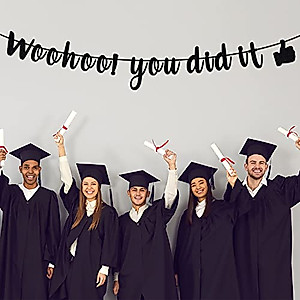Woohoo you did it Banner, 2022 Senior High School Graduation Bunting Sign, Funny 2022 College University Graduation Party Decoration Supplies
