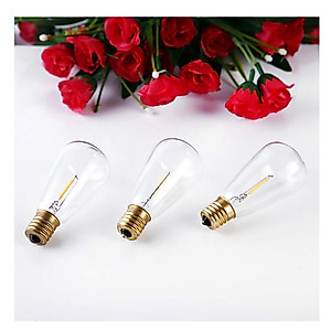 MaoTopCom 24-Pack E17 Base LED String Light Bulbs 7 Watt Equivalent E17 Screw Base 2700K Warm White 0.65W ST38 LED Edison Replacement Bulbs for Indoor Outdoor String Lights, Clear Glass, AC120V