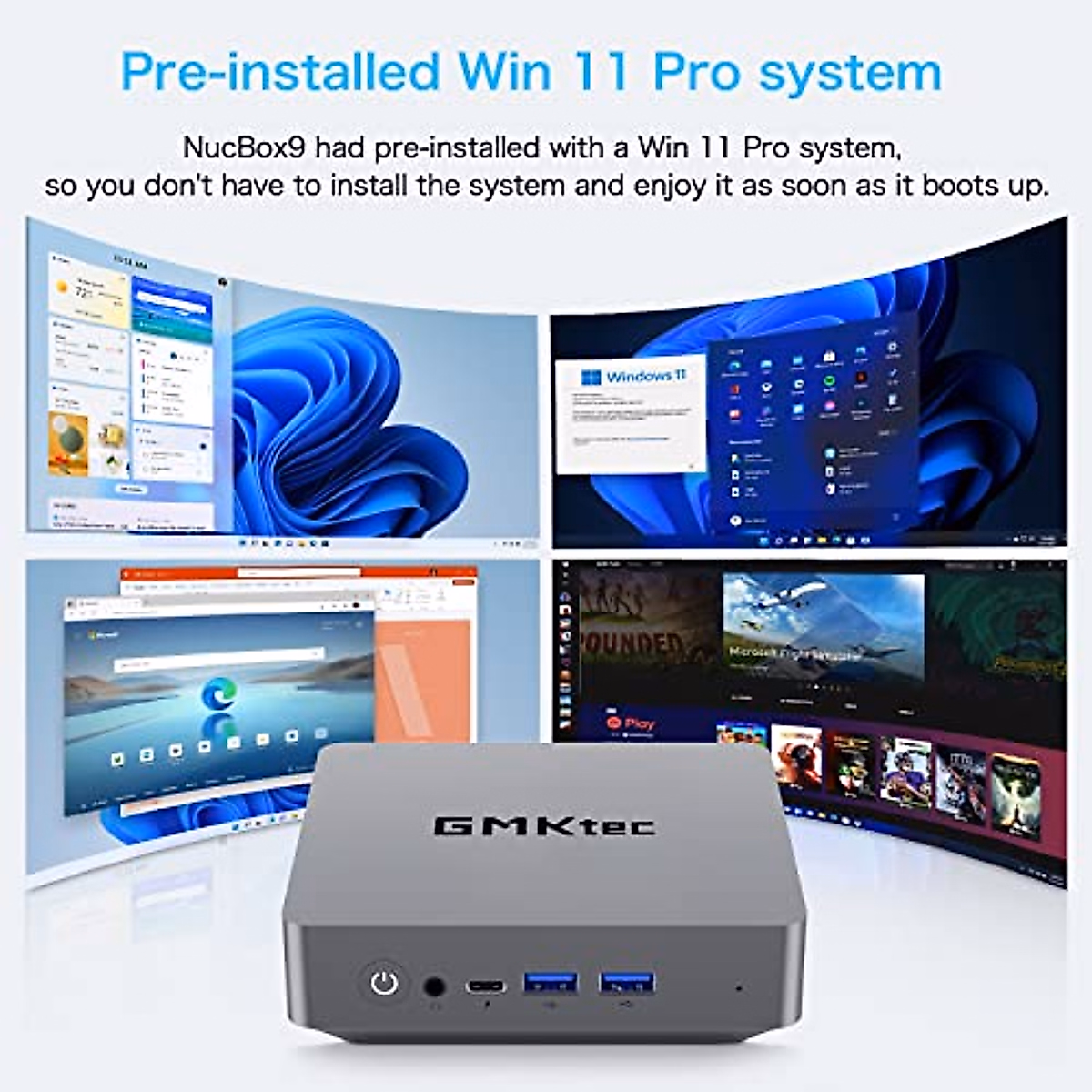 GMKtec Mini Gaming PC AMD Ryzen 5 5600U(6C/12T, 4.2 GHz), Mini Gaming Computer 16GB DDR4 512GB M.2 SSD Windows 11 Pro Desktop Computer, 4K Triple Displays BT5.2/WiFi 6