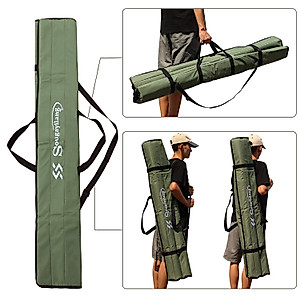 Sougayilang Fishing Rod Bag Canvas Rod Case Organizer Pole Storage Bag Fishing Rod and Reel Carrier Organizer for Travel, Gift for Father, Boyfriend and Family