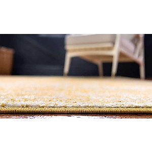 Unique Loom Bromley Collection Area Rug - Wells (96" Round, Yellow/ Ivory)