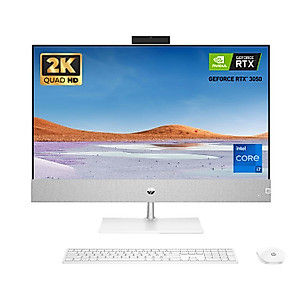 HP Pavilion All-in-One Desktop, 27" 2K QHD Screen, NVIDIA RTX 3050, Intel Core i7-13700T Processor, 64GB RAM, 2TB PCIe SSD, Windows 11 Home, Webcam, HDMI, Wireless K&M, Wi-Fi 6
